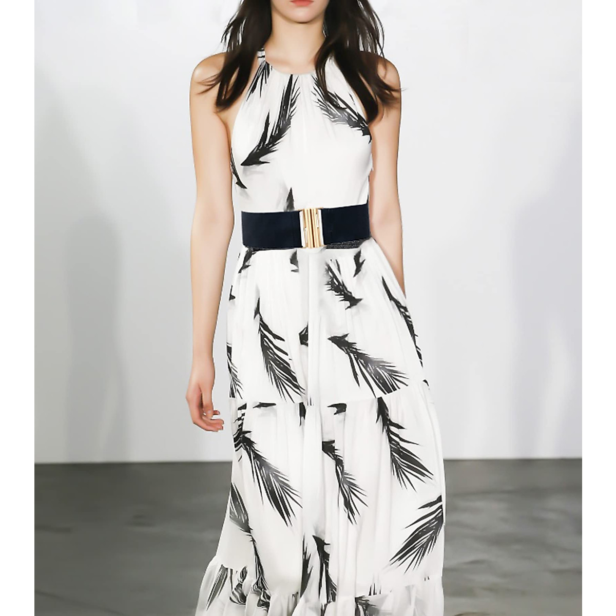 Alphyly Neries 2 Pack Womens Belt Wide Elastic Belt, Black Vintage Plus Stretchy Waist Belt, Cinch Trimmer Belt