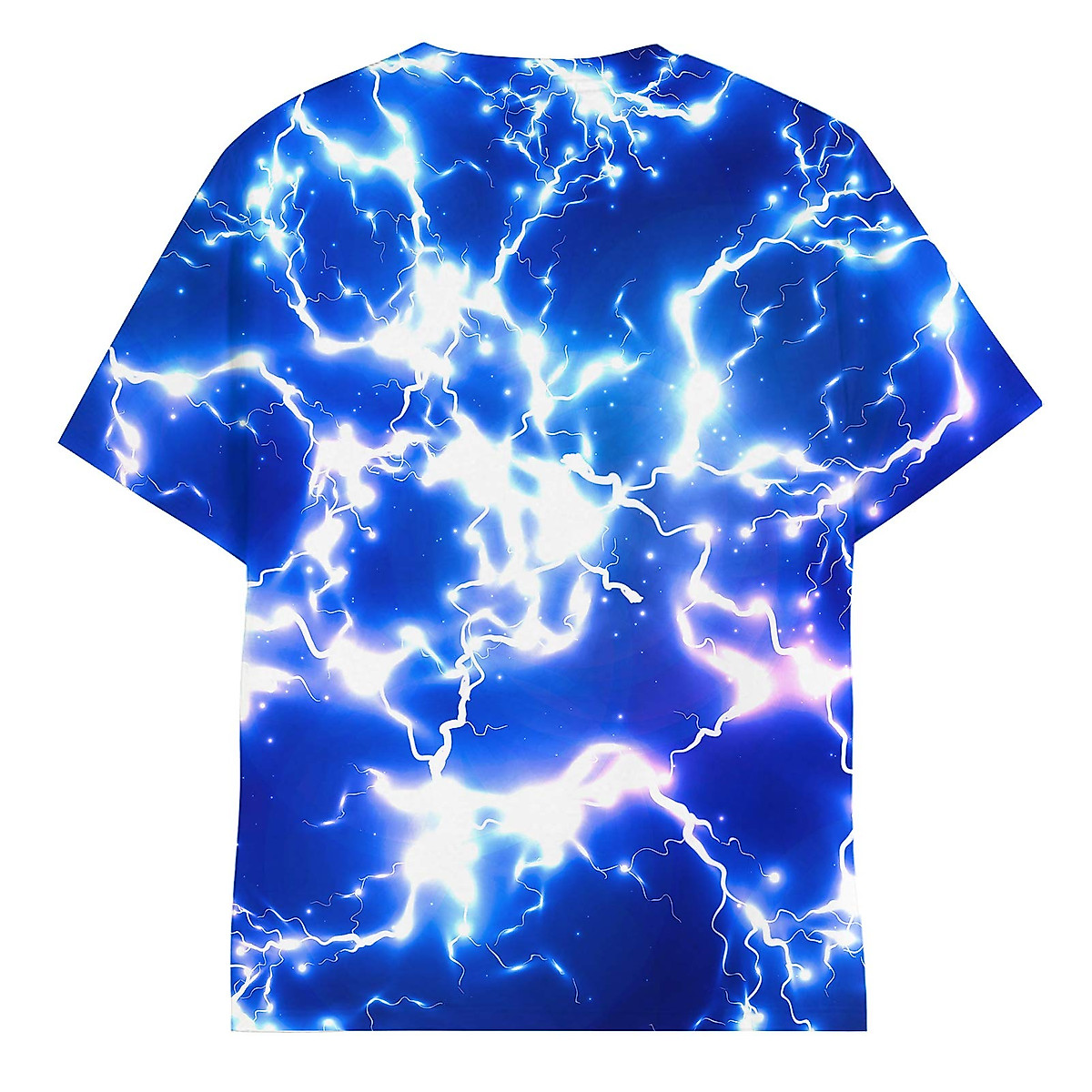 EOWJEED Kids T Shirts for Boys Girls Shirt 3D Blue White Lightning Graphic Printing Classic Crewneck Design Youth Teen Tee 8-10 Years