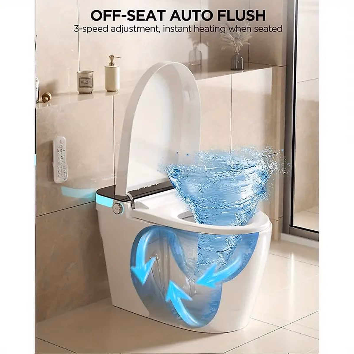 Smart Bidet Toilet for Bathrooms One Piece Toilet With Heated Seat,Foot/Auto Sensor, Dual Flush, Tankless, 1.28 GPF, Nightlight, White