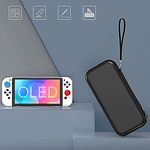 HEYSTOP Case for Nintendo Switch OLED Model, Protection for Switch OLED Switch Case OLED Kit Accessories Cover for Nintendo Switch OLED with Tempered Glass Screen and Thumb Covers Grips