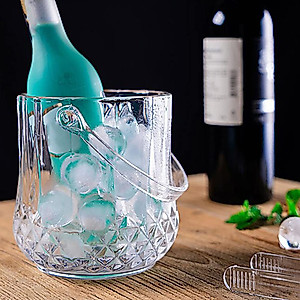DOITOOL Champagne Bucket with Handle and Ice Tong - Wine Cooler Bucket Clear Ice Buckets for Parties - Portable Wine Chiller Bucket Acrylic Ice Bucket for Champagne or Beer Bottle
