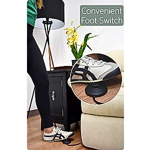 Kira Home Sadie 61" Mid Century Modern Tripod LED Floor Lamp + 9W Bulb (Energy Efficient/Eco-Friendly), Leather Accent Legs, Black Drum Shade, Black Finish