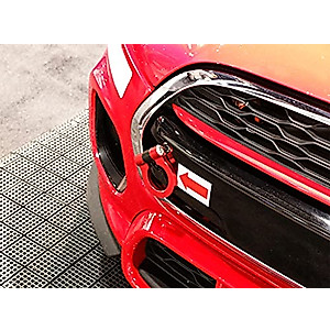 iJDMTOY Red Track Racing Style Tow Hook Ring Compatible with Mini Cooper (Gen1 R50 R51 R52 R53 R55 Gen2 R56 R57 R58 R59), Made of Lightweight Aluminum