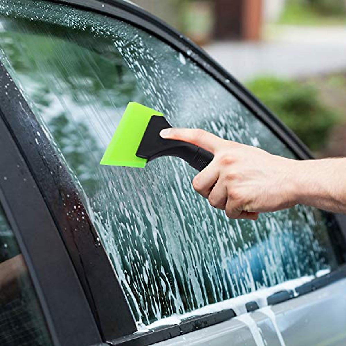 GISSVOGEEK 5 Inch Shower Squeegee, Window Tint Squeegee for Car, RV, Windshield, Shower, Bathroom, Classroom, Glass, Mirror, 1 Non-Slip Rubber Squeegee+1 Spare Water Blade