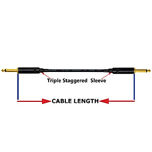 WORLDS BEST CABLES 2 Units - 12 Inch -Pedal, Effects, Patch, Guitar instrument cable CUSTOM MADE made using Mogami 2319 wire and Neutrik-Rean NYS224BG Gold ¼ inch (6.35mm) TS Plugs