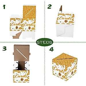 Bumble Bee Card Box - Honeycomb Collapsible Money Box or Gift Box for Baby & Bride Shower, Birthday, Wedding Reception, Engagement Party, Graduation - 8"x8"x8" Party Favors Decorations Boxes(05)