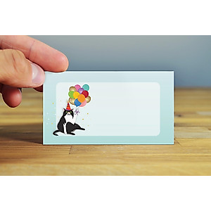 Stonehouse Collections | Happy Birthday Cat Table Tent Cards | Cat Lover Name Cards | Multi-Purpose, Table Decorations for Birthday Party | 25 Count (Tuxedo Cat Birthday)