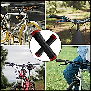 Bike Handlebar Grips, Non-Slip-Rubber Bicycle Handle Grip with Aluminum Lock, Bike Grip for Scooter Cruiser Tricycle Wheel Chair Mountain Road Urban Foldable Bike MTB BMX Beach Cruiser Scooter (Red)