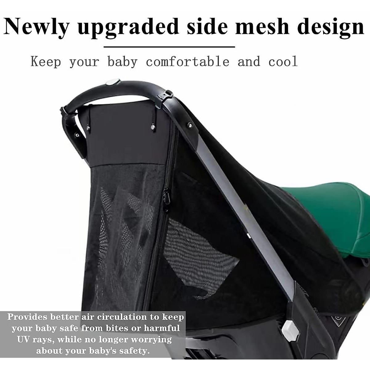 iNelihoo Snap-on Baby Stroller Sun Shade Compatible with Doona, Breathable 360° Full Coverage Sun Protection Canopy, Functional Anti-UV Stroller Blackout Cover Shield Sun Cover Shade fit Doona