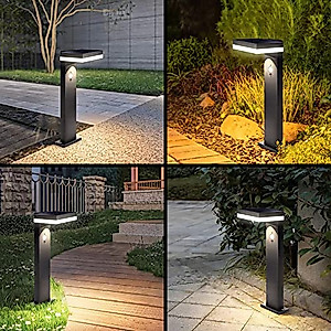 TJCoLUX Outdoor Solar Landscape Path Light with Motion Sensor, Aluminum Black Pathway Light for Garden Lawn Yard Walkway Driveway, IP44 Waterproof, 4000K