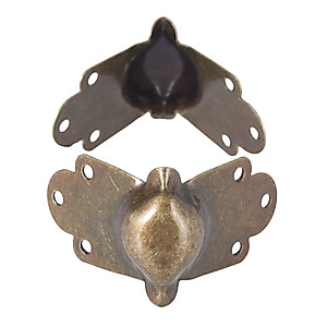 dophee 8 Pack Antique Brass Corner Protectors, Decorative Metal Box Corners Covers Trim Brackets with Mounting Screws for Jewelry Box Wooden Case Chest Table Furniture, 1.69"x1.02"x1.30"