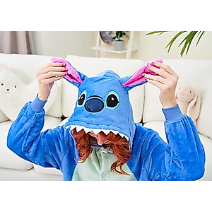 Adult Animal Onesie Pajamas, One Piece Halloween Cosplay Costumes for Women and Men (X-Large) Blue
