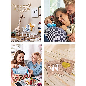 Mandala Crafts Welcome Baby Banner for Gender Neutral Baby Shower Decorations - Baby Shower Banner for Baby Shower Decor - Baby Burlap Banner Garland