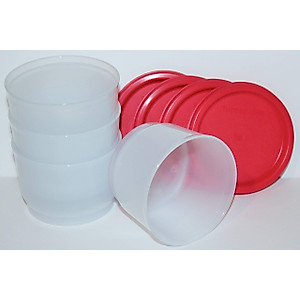 Tupperware Lunch Container Snack Cup Set of 4 Containers with Red Seals (4 ounces each)