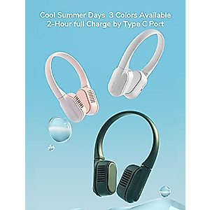 JISULIFE Personal Neck Fan, Bladeless Neck Fan Rechargeable with 4000mAh Battery Operated Neck Fan, 180° Adjustable Wrap-Around Blowing Neck Friendly for Indoor Outdoor-Dark Green