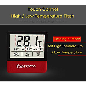 Fish Tank Thermometer, Touch Screen Digital Aquarium Thermometer with LCD Display, Stick-on Temperature Sensor ensures Optimum Temperature in Terrarium, for Your pet Amphibians and Reptiles…