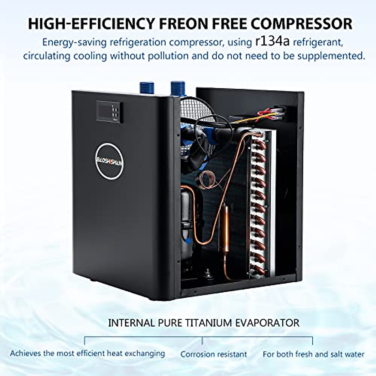 BAOSHISHAN 300L Aquarium Chiller 75gal 1/3 HP Fish Tank Chiller Special Quiet Design Refrigeration Compressor for hydroponics Water Weeds Axolotl Jellyfish Coral Reef Tank Shrimp (75gal/300L)