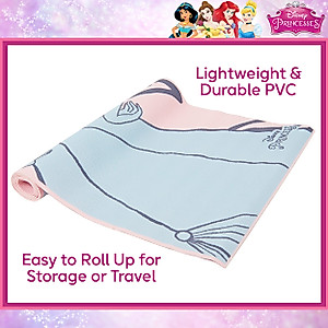 Disney Princess Belle Kids Yoga Mat Non Slip, All Purpose PVC Fitness and Workout Mat for Boys and Girls, Pink, 3 mm