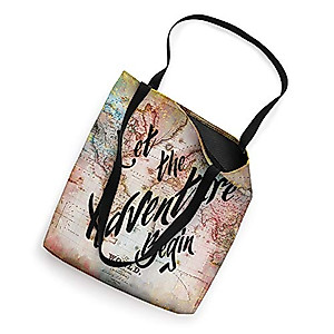 Let The Adventure Begin Vintage Map Design Tote Bag