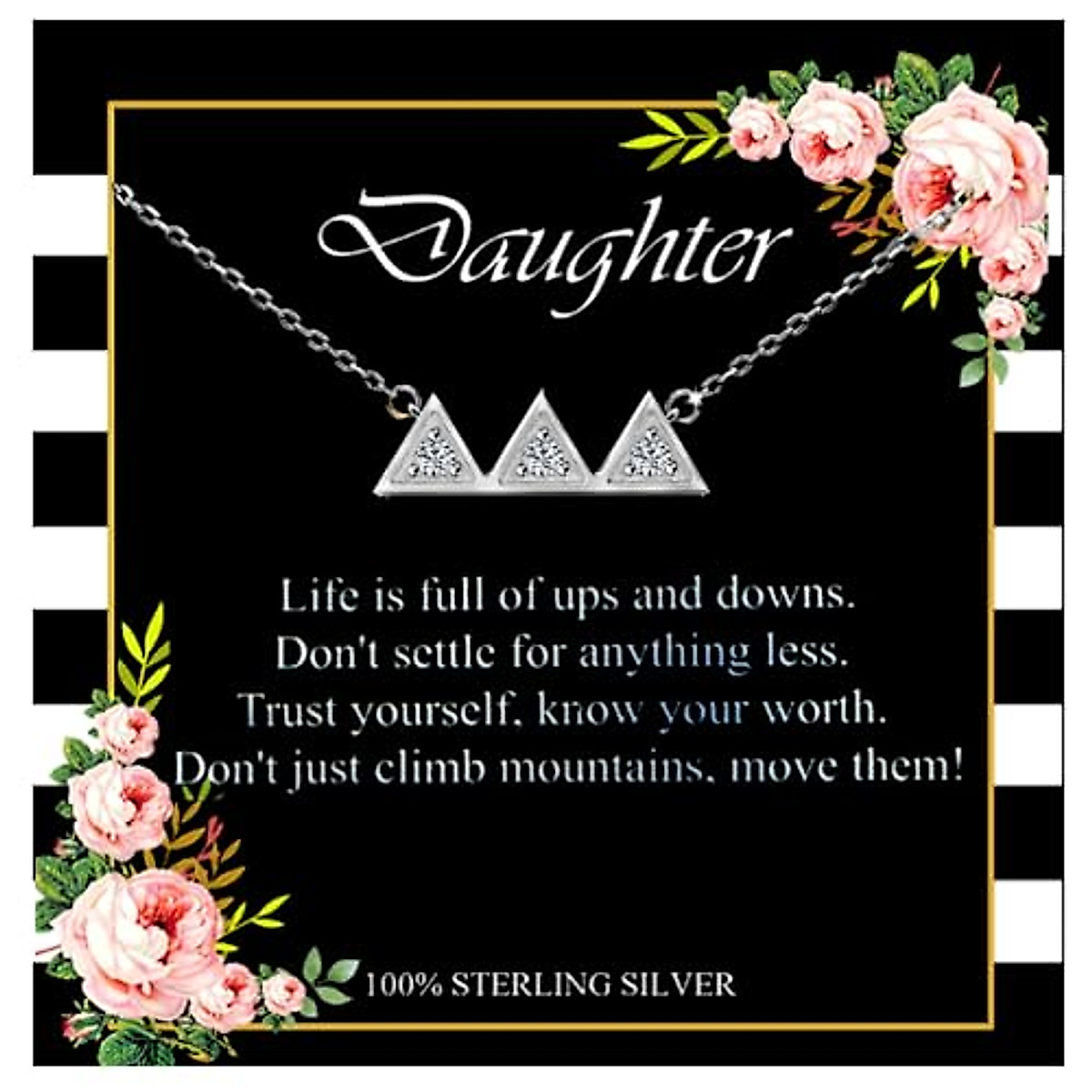 Daughter Necklace for Valentine's Day - Move Mountains, Sterling Silver 925 - Daughter Gifts from Mom or Dad, Necklace for Daughter, Birthday Gift, Graduation Gifts, Mother Daughter Jewelry Gift