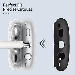 Fintie Silicone Case Cover for AirPods Max Headphones, Anti-Scratch Ear Cups Cover and Headband Cover for AirPods Max, Accessories Skin Protector for AirPods Max (Black)