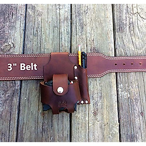 Basket Style Tape Measure Holder with Pencil Pouch (Dark Brown)