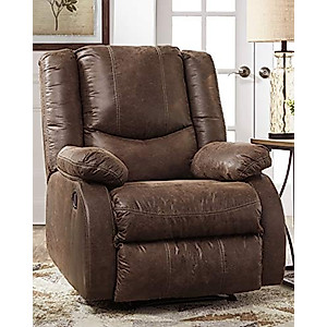 Signature Design by Ashley Bladewood Faux Leather Pebble Manual Zero Wall Recliner, Brown