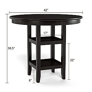 Giantex Round Counter Height Table, 42 Inch Wood Farmhouse Kitchen Table with 2-Storage Shelf, 2-Tier Modern Vintage Dining Room Table with Anti-Slip Foot Pads, Kitchen & Dining Room Furniture Table