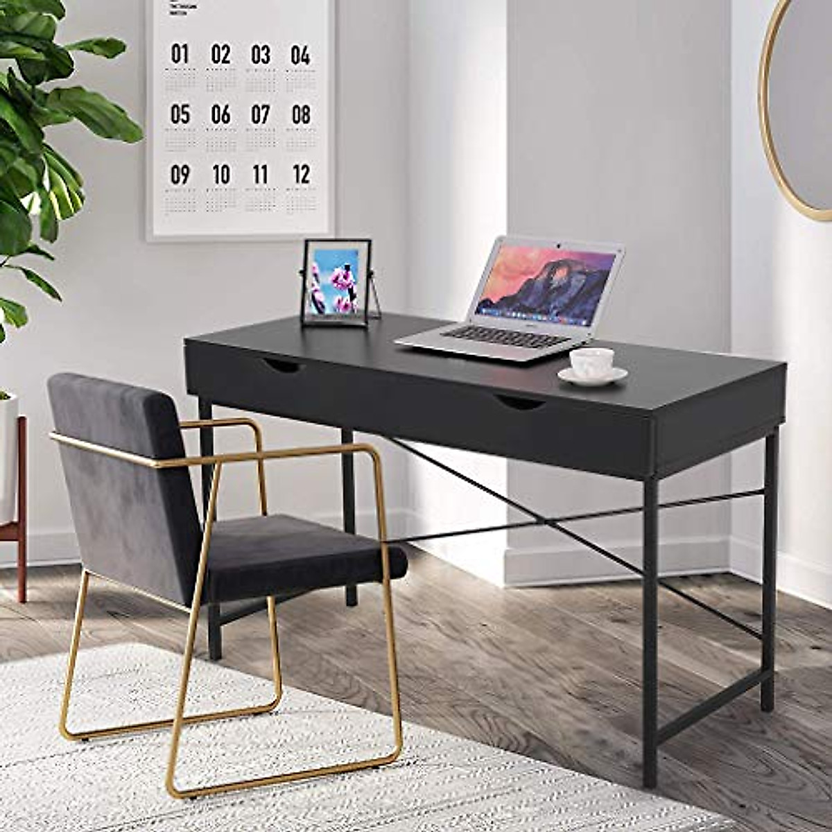 Home Computer Desk for Small Space Office Desk Corner Computer Desk Small Computer Desk with Drawer & Storage Shelves Computer Desk Computer Workstation Bedroom Laptop Desk Students Writing Desk Black