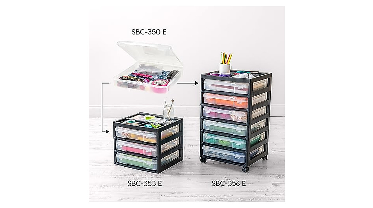 IRIS USA 3-Tier Scrapbook Storage Unit with Organizer Top