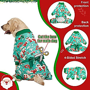 Large Dog Christmas Pajamas for Dogs - Shirts for Big Dogs Xmas Holiday Costume Lightweight Pullover, Christmas Critters Aqua Prints Large Dog Pjs, Pitbull Clothes, Dog Onesie, Christmas Outfit Large