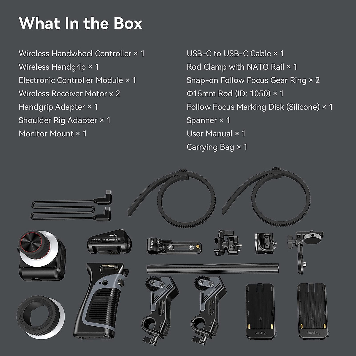 SmallRig MagicFIZ Wireless Follow Focus Two Motor Kit with Handwheel Controller, Wireless Handgrip and Two Receiver Motor, 100m / 328ft Remote Focus Control for DSLR and Cine Lenses - 3918