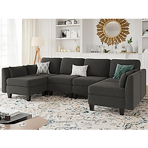 Modular Sectional Sofa, Convertible U Shaped Sofa Couch with High Density Memory Foam, 6 Seat Comfy Modular Sofa Couch for Living Room, Modern U Shaped Sectional Sofa (Darkgray)