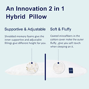 ACCURATEX Full Body Pillow for Adults - Hybrid Shredded Memory Foam Firm Body Pillow with Soft Fluffy Down Alternative Cotton Cover - Adjustable Loft Long Pillows for Sleeping