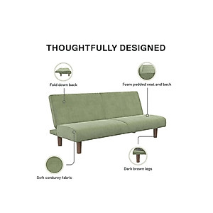 Huyaster 66.5" Armless Futon Sofa Bed，Corduroy (Sage Green)