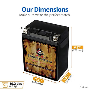 Pirate Battery YB14A-A2 Conventional Replacement Battery for ATV, Motorcycle, Personal Watercraft, and Snowmobile: 12 Volts, 1.4 Amps, 14Ah, Nut and Bolt (T3) Terminal