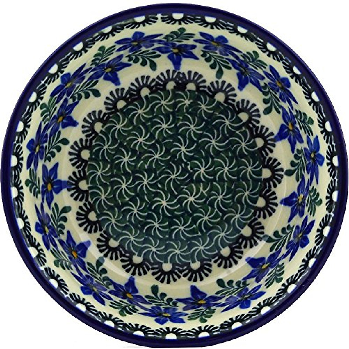 Polish Pottery Bowl 6-inch made by Ceramika Artystyczna (Blue Violets Theme)