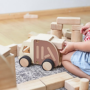 Guidecraft Wooden Garbage Truck: Vehicle Play Set, Kids Learning and Educational Dramatic Play Toy