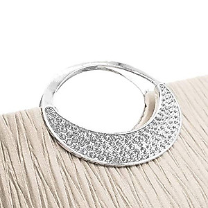 HOOLUCK Women's Rhinestone Satin Pleated Evening Bag Crystal Clutch Purse with Silver Chain Strap Champagne