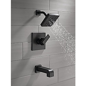 Delta Faucet Ara 14 Series Single-Function Tub and Shower Trim Kit with Single-Spray H2Okinetic Shower Head, Matte Black T14467-BL (Valve Not Included)