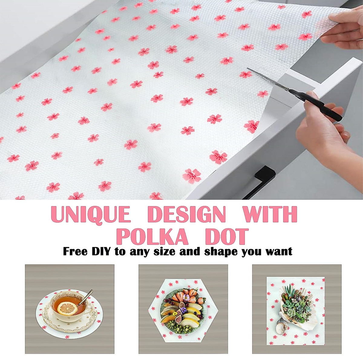 Cherry Blossom Flower Shelf Liner for Kitchen Cabinets Non-Adhesive Drawer Liner Non-Slip Refrigerator Liner Waterproof Fridge Pad Cupboard Mat Easy Placemats, 12"X59"