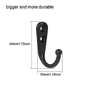 Onwon 20 Pieces Wall Mounted Hooks with 50 Pieces Screws, Vintage Style Robe Hooks Single Coat Hanger Coat Hooks (Black)