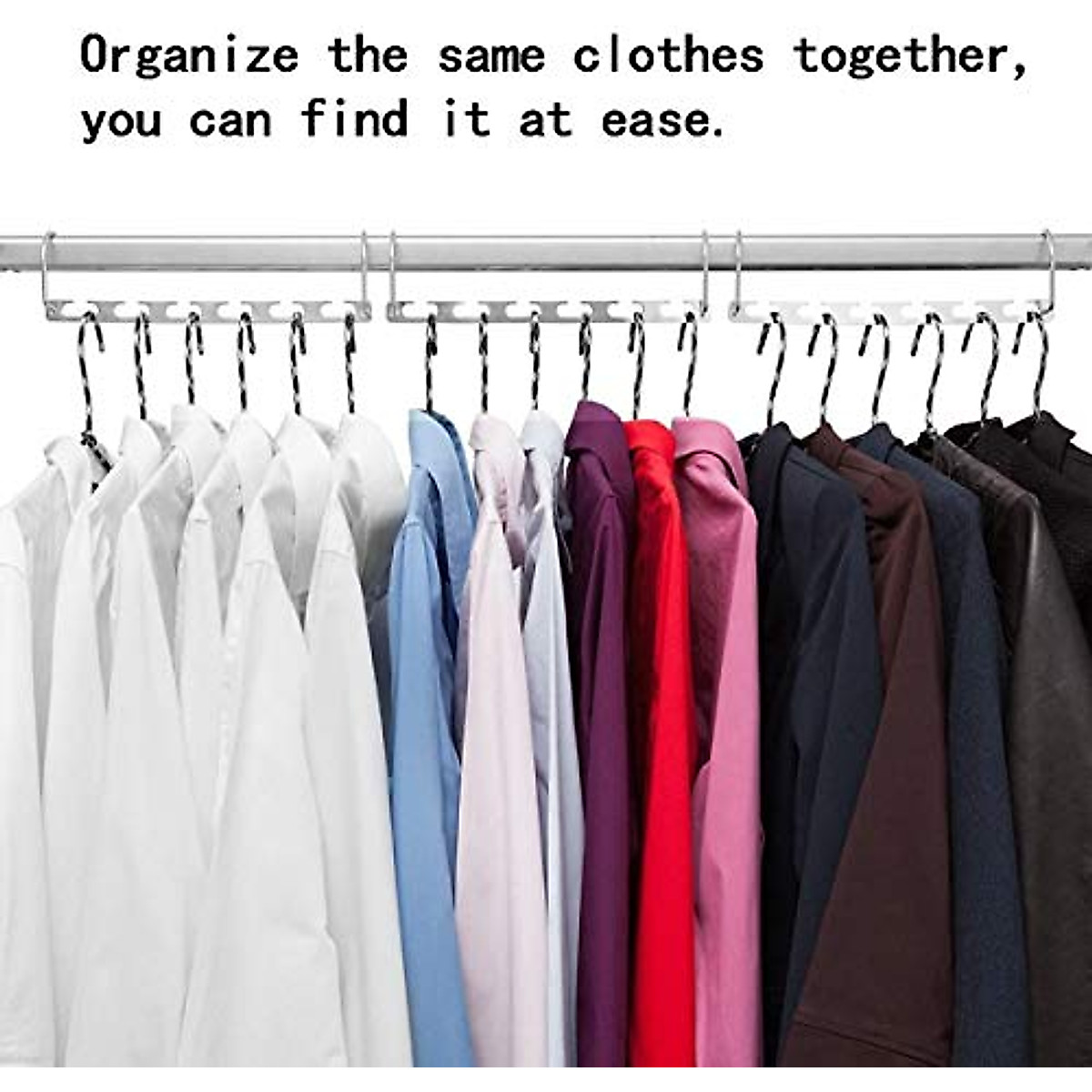 Dusdombr 6Pc Space Saving Hangers, Multi-Purpose Metal Magic Hangers Cascading Hanger Hook Design Metal Hangers for Organizing Wardrobe Clothing Hanger