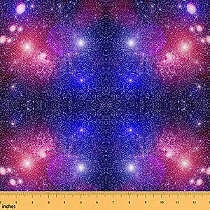 Sky Starry Upholstery Fabric, Purple Galaxy Fabric by The Yard, Outer Space Theme Outdoor Fabric, Universe Stars Nebula Decorative Fabric, DIY Art Waterproof Fabric for Quilting, Red Blue, 1 Yard
