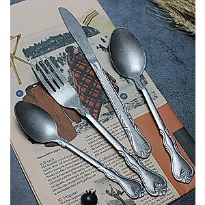 Silverware Set for 8 Flatware Cutlery Unique Retro Luxury Stainless Steel Tableware Utensil Set Knives Forks Spoons,Dinnerware Sets for Party Kitchen 40-piece