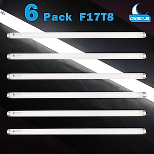 CHKADAWA 24 Inch Fluorescent Light Bulb F17T8/841 17 Watts, 2 Ft T8 17W Cool White 4100K Straight Linear Fluorescent Tube, G13 Medium Bi-Pin Base, 6 Pack