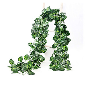 UIFCB 14 Pack 105 Ft Fake Vines, Artificial Ivy Vines with Extra Larger Leaves, Foliage Flowers Hanging for Aesthetic Room Decor and Home Kitchen Garden Office Wedding Wall Decor.