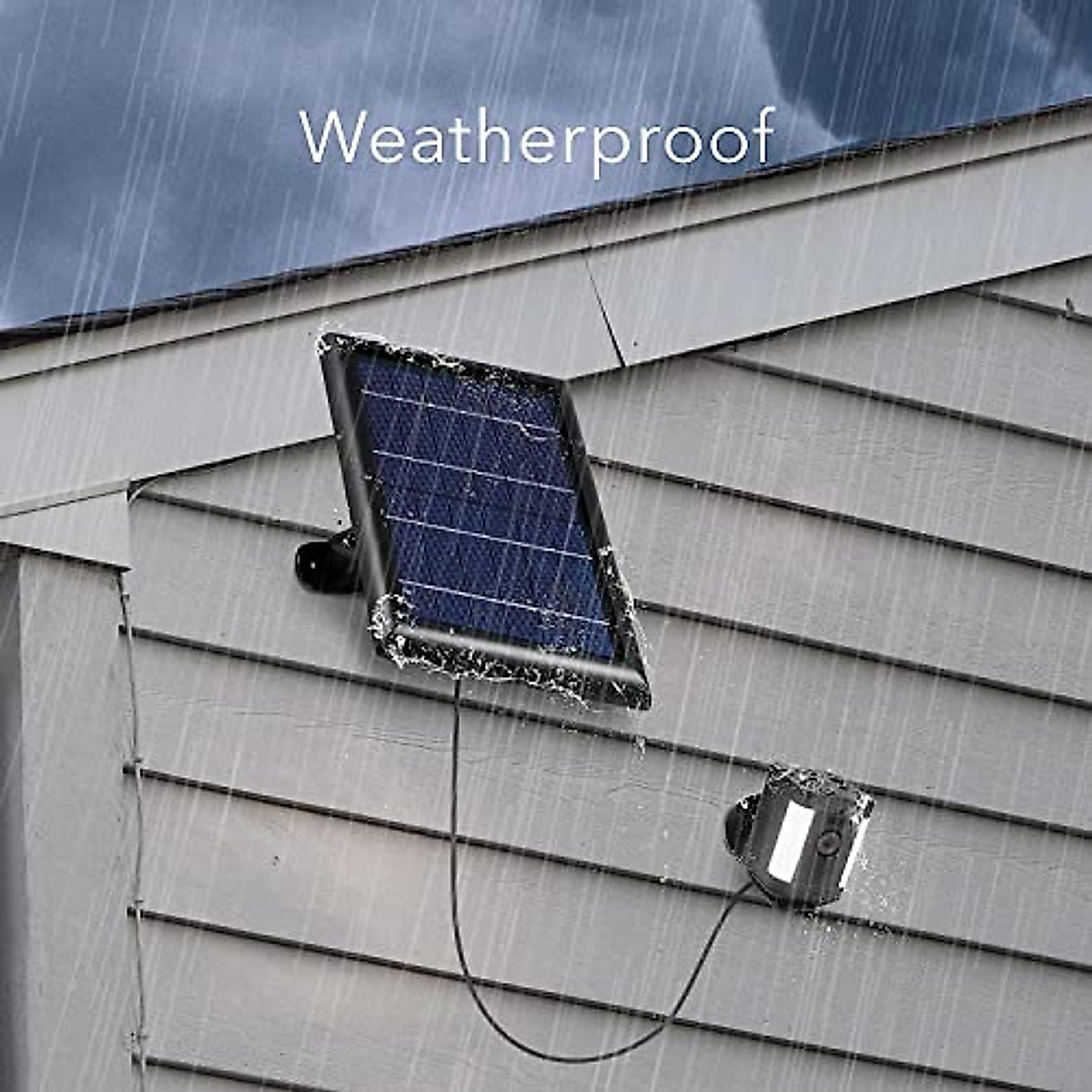 Wasserstein Solar Panel Compatible with Ring Spotlight Cam Plus/Pro/Battery, and Ring Stick Up Cam Battery - Includes Barrel Plug with USB C Adapter - 2W 5V Charging (2 Pack, Black)