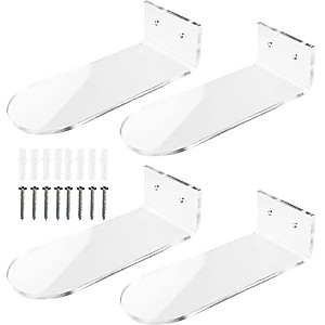Floating Shoe Display Shelves – 4-Pcs Clear Acrylic Wall Mounted Shoe Rack – Levitating Shoe Display Shelves for Wall Storage – Sturdy Sneaker Storage Clear Shelves for Shoe Collection
