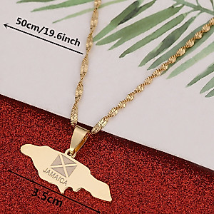Jamaica Map Pendant Necklaces Jewellery Gold Jamaican Map Flag Jewelry